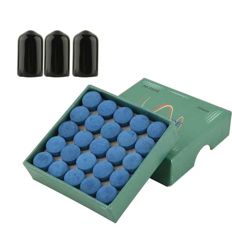 CM Pack of 50 Billiard Cue Tips Glue-on Pool Tips Replacement Kit 10mm ...
