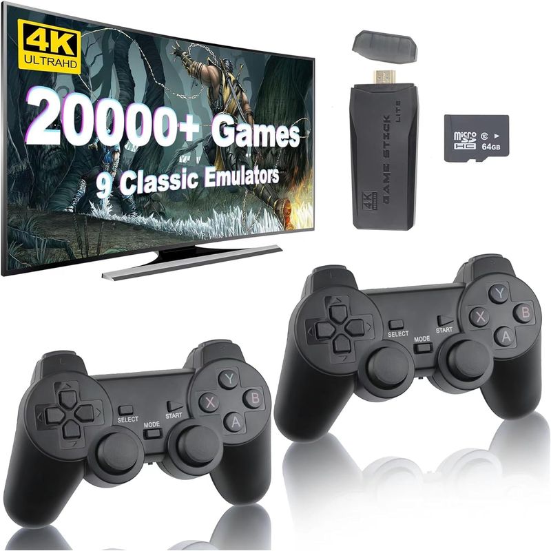Wireless Retro Game Console Stick Built in 20,000+ Classic Games 4K HDMI Output Nostalgia Gaming ...