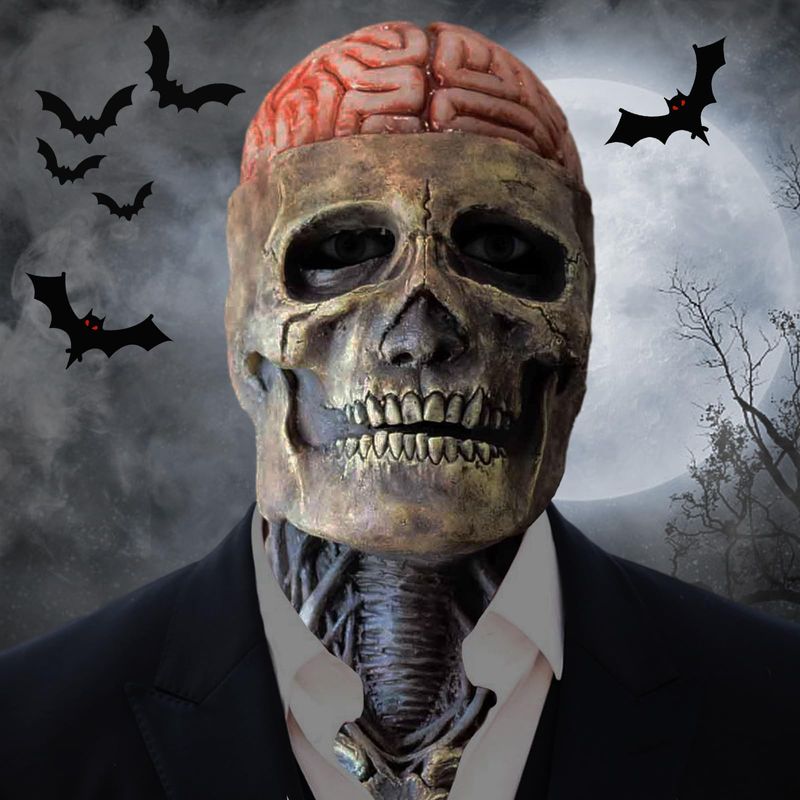 yumcute Halloween Skeleton Biochemical Mask with Movable Jaw, Realistic ...