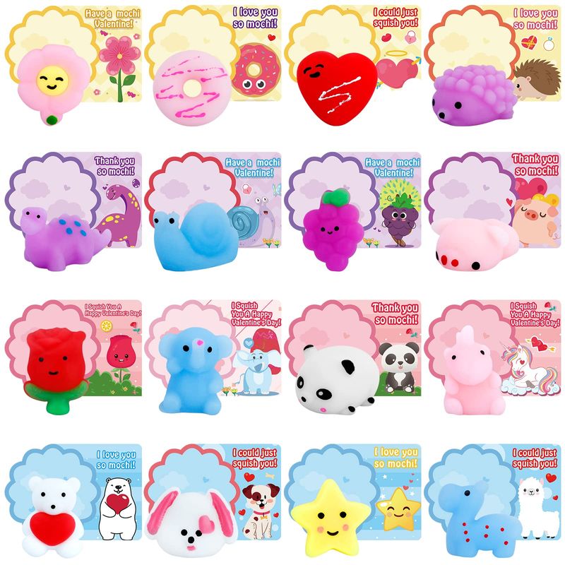 MGparty 32 Pack Valentine Day Gifts Cards with Mochi Squishies Toys ...