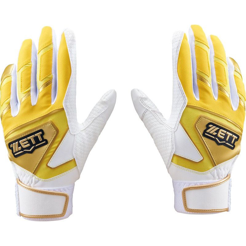 ZETT BG19202A Batting Gloves, Impact Zet, Batting Gloves, Ambidextrous, Yellow x White (5311 ...
