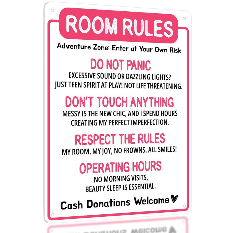 Funny Room Rules Sign - Cute Room Rules Sign for Teen Girls, Pink ...