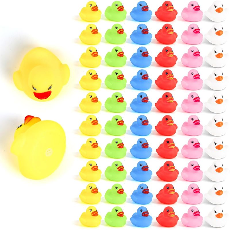DERAYEE Pack of 50 Colourful Mini Bath Ducks Floating Soft Duck Bath ...