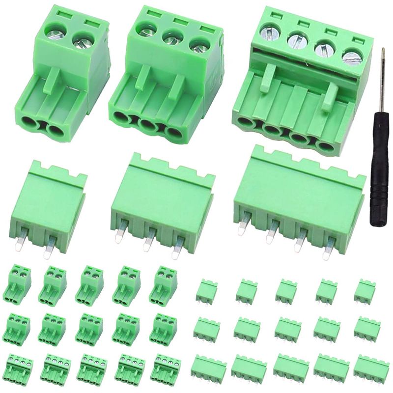 DAOKAI 30 Sets 2 Pin 3 Pin 4 Pin 2EDG 5.08mm Pitch Pluggable PCB Screw ...
