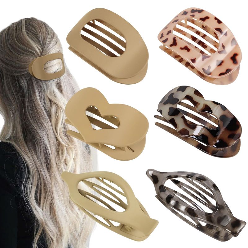 6pcs Flat Hair Clips for Women 3 Styles Ergonomic Curved Hair Claw ...
