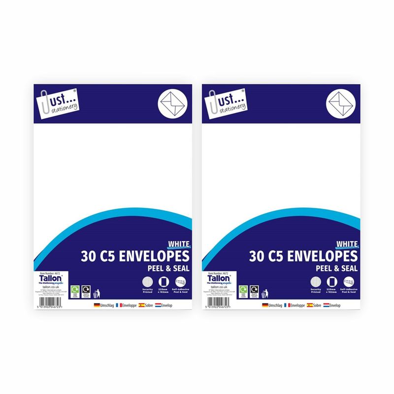 M1SS (Pack of 60) A5 / C5 Unfolded White Paper Pocket envelopes with ...