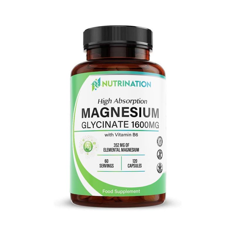 Magnesium Glycinate Supplement 1600mg with Vitamin B6, 352mg of ...