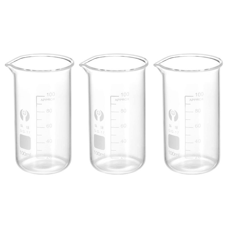 PATIKIL 3pcs 100ml High Shape Glass Beaker Measuring Cup Measuring Cup ...