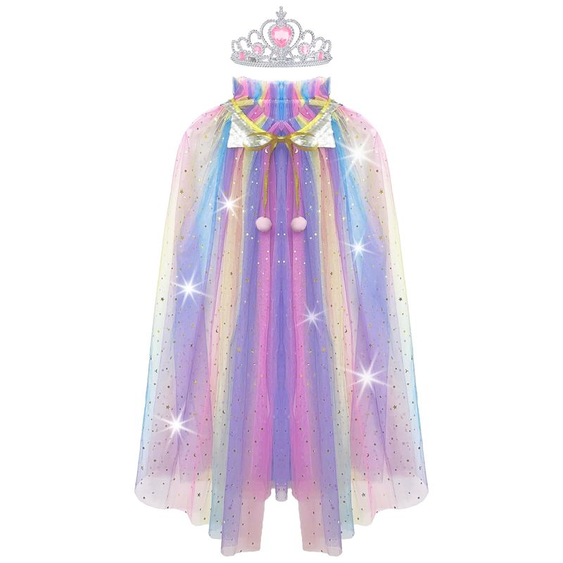 WOXVM Princess Cape Elsa Cape for Girls Princess Cloak with Crown ...