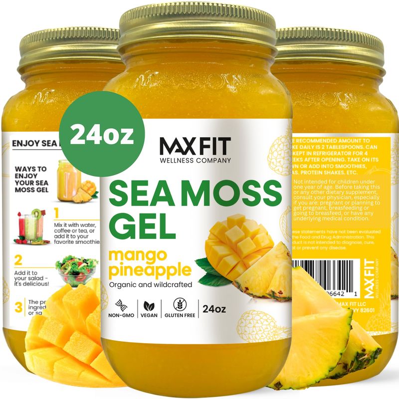 MAX FIT Sea Moss Gel Organic Raw (12 Flavors) 24oz Wildсrafted Gold Sea Moss Gel from Saint ...