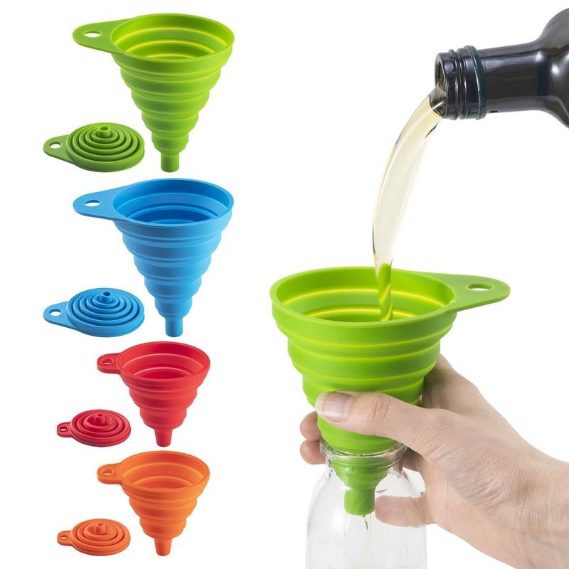 4-Pcs-Funnel-Collapsible-Set-Silicone-Filling-Small-Bottles, Hasgard Upgraded Foldable Funnels ...