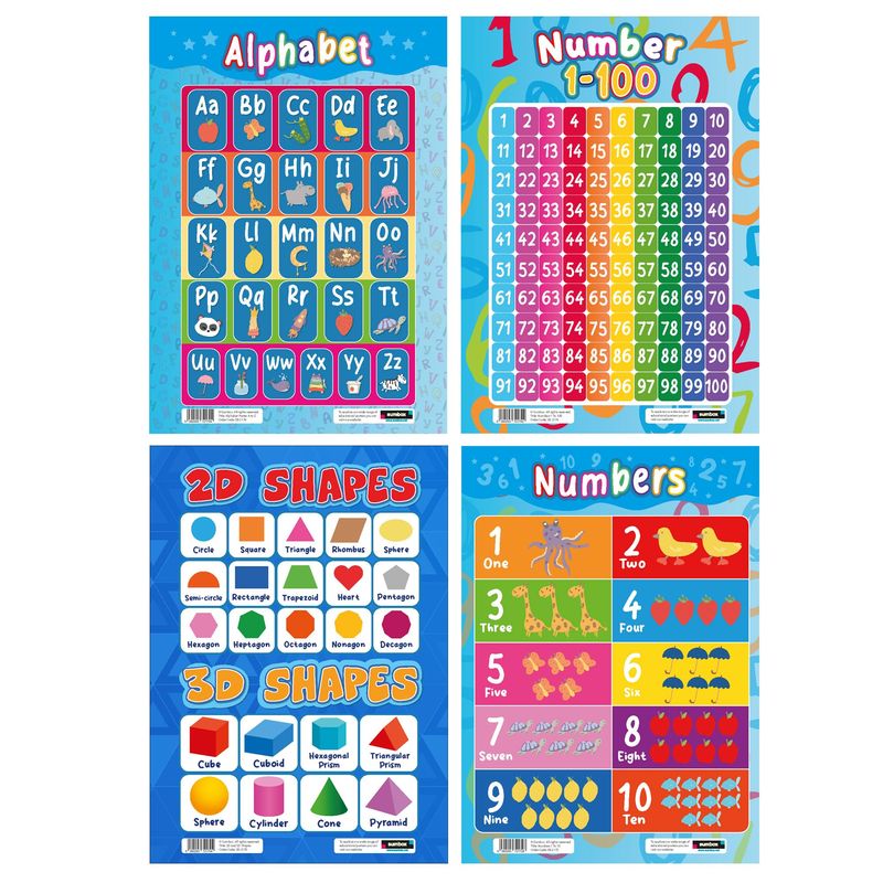 Sumbox Educational Preschool Posters For Nursery Classroom, Pack of 4 ...