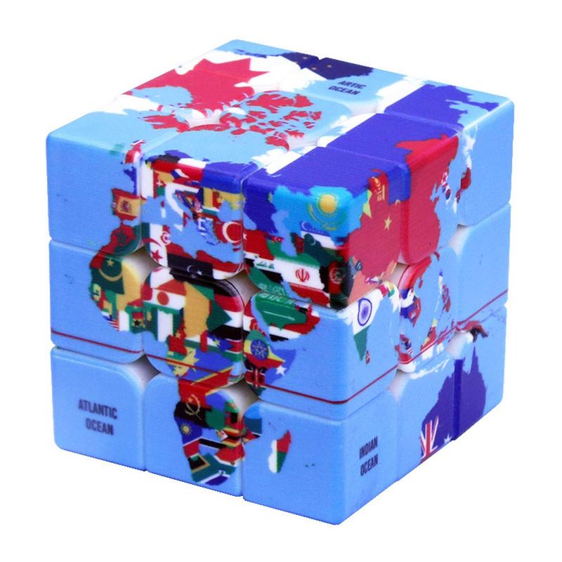 LUCHONG 3x3x3 Rubik's Cube, UV Printed World Map Rubik's Cube - Online ...