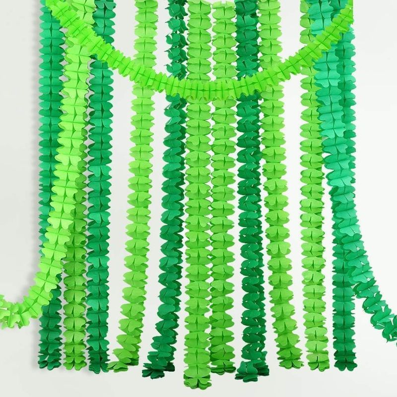 Cheerland Green Party Decorations Leaf Clover Paper Streamers Hanging ...