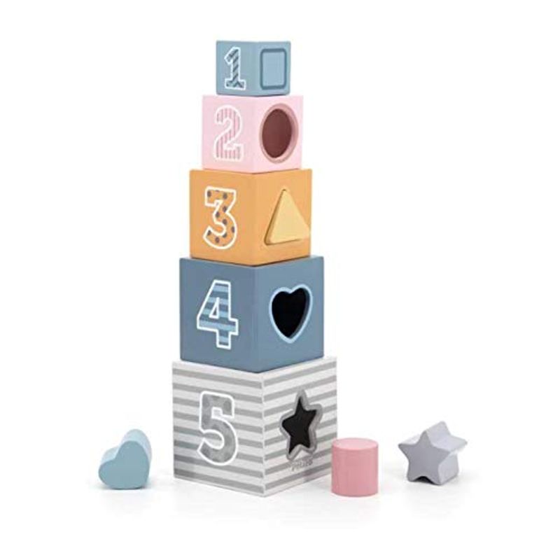 moderngenic Geometric Wooden Boxes | Blocks Stacker, Stacking & Nesting Educational Tower with ...