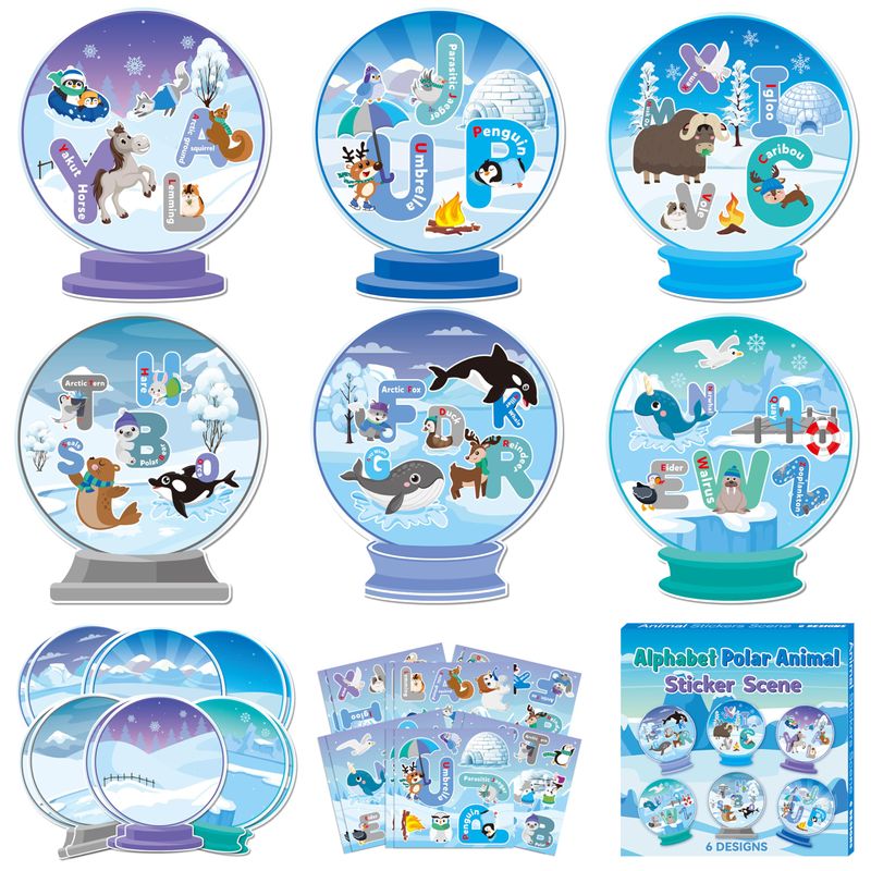 WATINC Polar Animal Scene Sticker Art Craft,12Pcs Make Your Own Animals ...