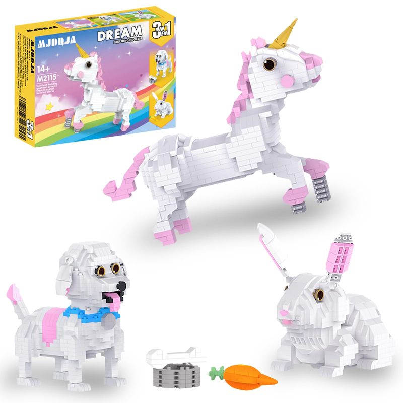 MJDDJA Unicorn Micro Mini Building Block Set, 3 in 1, Transforms from ...