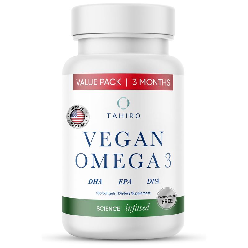 TAHIRO Vegan Omega-3 Softgels - Plant-Based Supplement with DPA, DHA ...