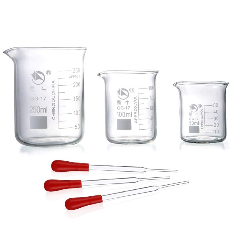 Yizerel Glass Beakers, Pack of 6 Low Form Glass Measuring & Glass ...
