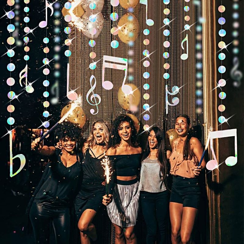 10 Strings Iridescent Music Note Ornaments Tiktok Party Decorations ...