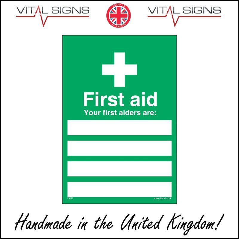 FS222 First Aid Your First Aiders Are SIGN wall chart help emergency ...