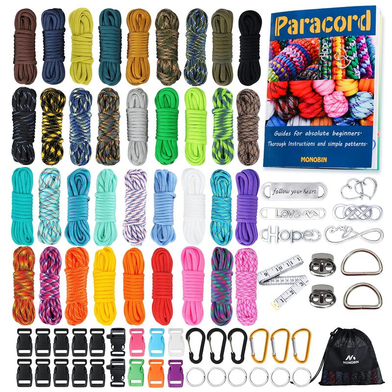 MONOBIN Paracord, 550 Paracord Combo Kit with Instruction Book - 36 ...