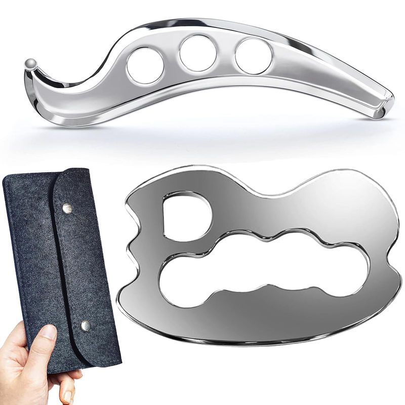AnTiexi 2 in 1 Stainless Steel gu sha Muscle Scraper Tools Set Gua Sha ...