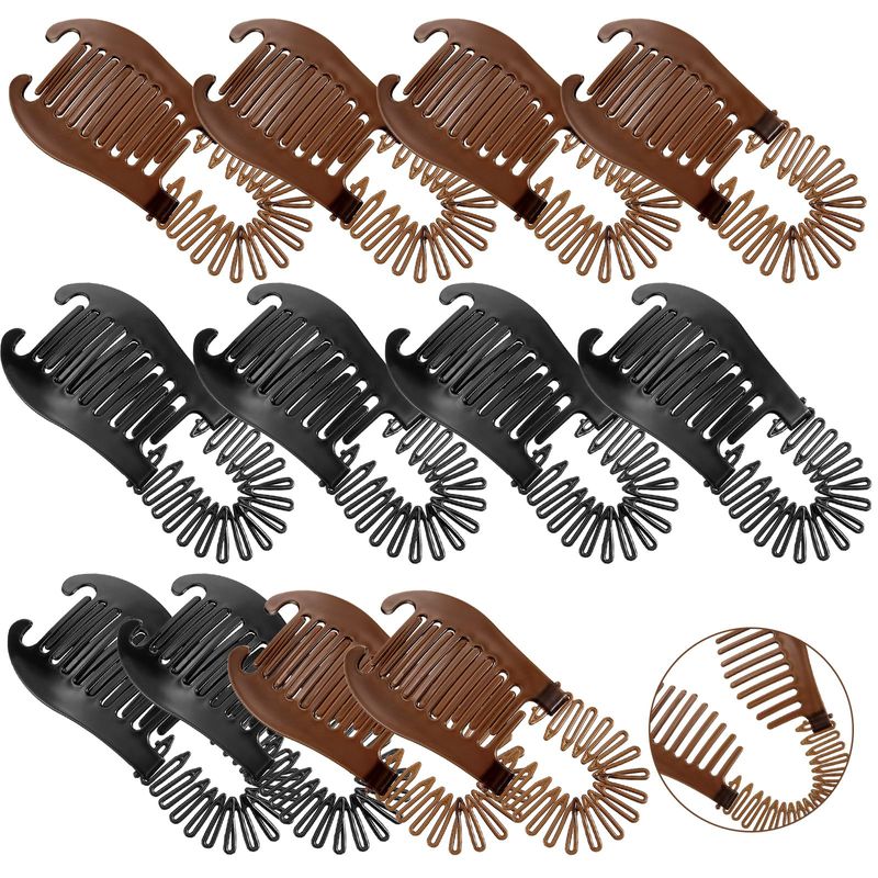 Syhood 12 Pieces Plastic Flexible Interlocking Banana Clips Hair ...