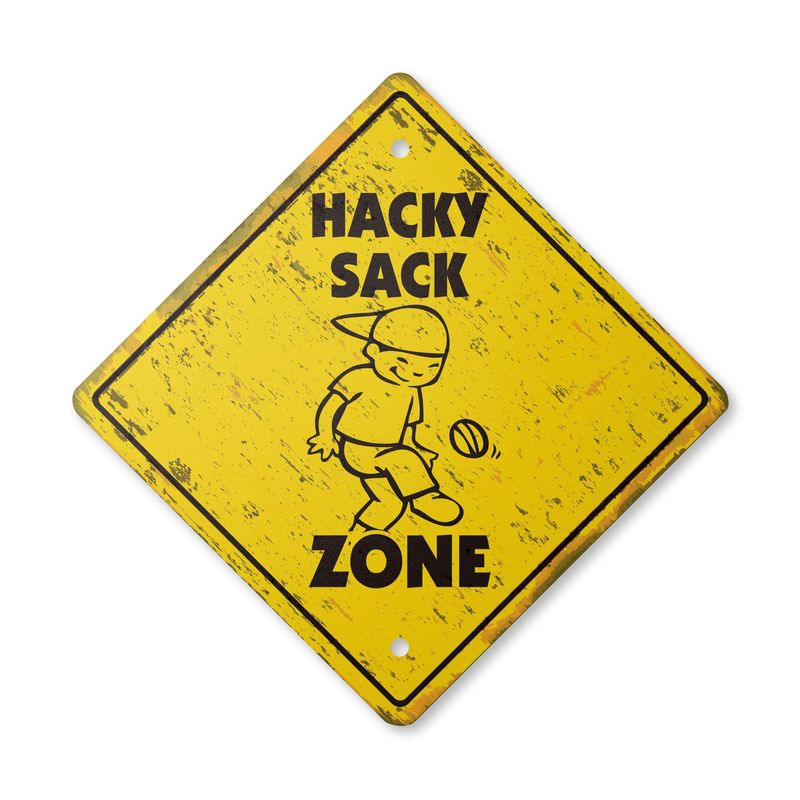 Hacky Sack Vintage Crossing Sign Zone Xing | Indoor/Outdoor Plastic ...