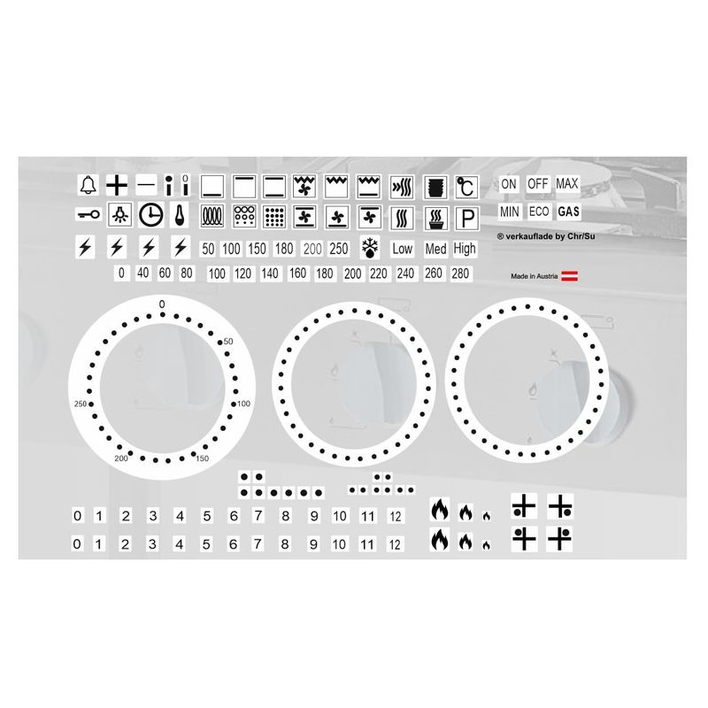 Chr/Su Cooker Symbol Sticker Set - Black and White, Minimalist Vinyl ...