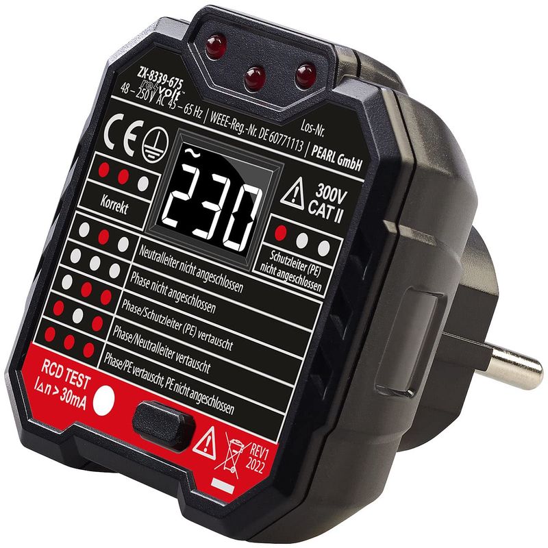 revolt Socket Tester: Socket Tester with LCD Display, RCD Test, LED ...
