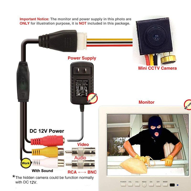 CCTV Micro Camera HD 1000TVL 3.6mm 90degree Small Portable Wired Camera ...