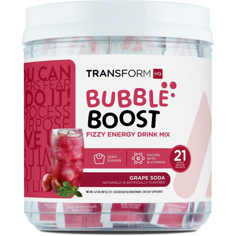 TransformHQ Bubble Boost Fizzy Energy Drink Mix (Grape Soda Flavored) 21 Packets - Online ...