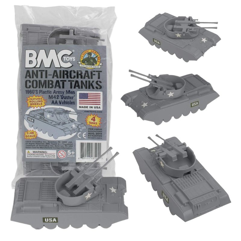 BMC Classic Payton Anti-Aircraft Tanks - 4pc Gray Plastic Army Men ...