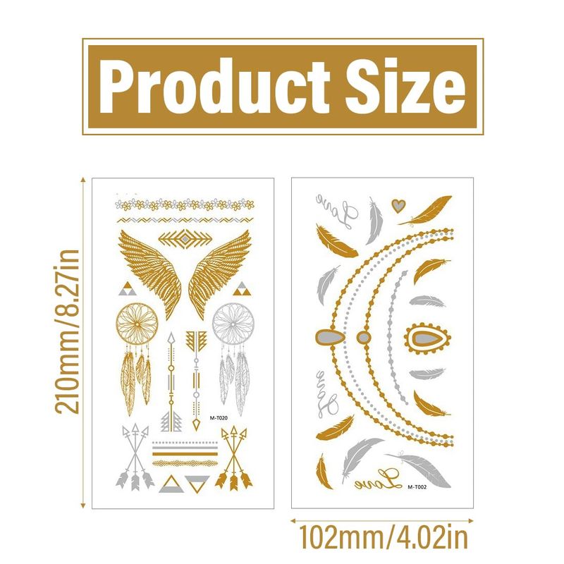Metallic Flash Tattoos in Gold, 9 Sheets 110+ Festival Tattoos Gold ...