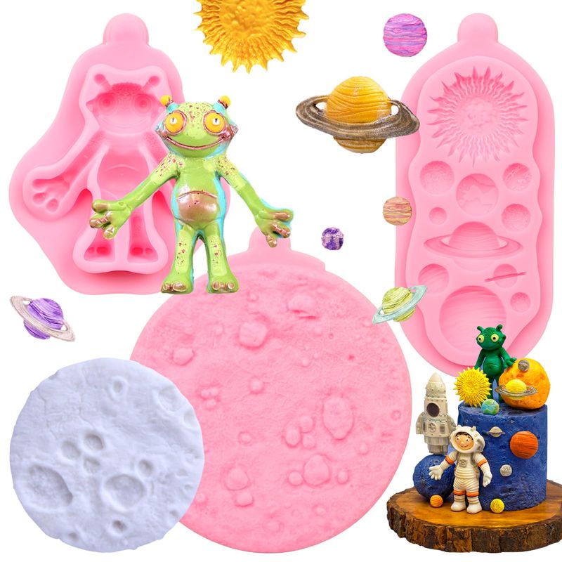 Planets Silicone Fondant Mold, Moon Surface Texture Mat, Space Alien ...