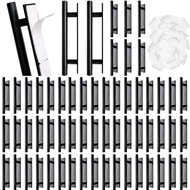 LECEHIVO 60 Pack Stick on Drawer Pulls Plastic Push Pull Handles Self ...