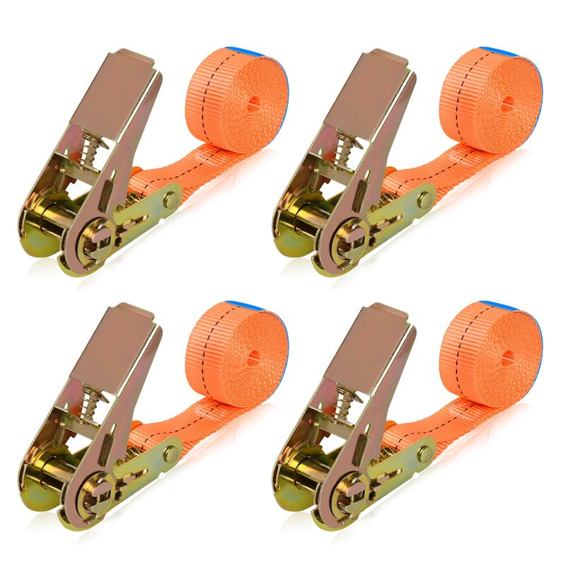 Ratchet Straps, 4 Pack Tensioning Belts Load 400KG, 2M x 25mm Ratchet ...