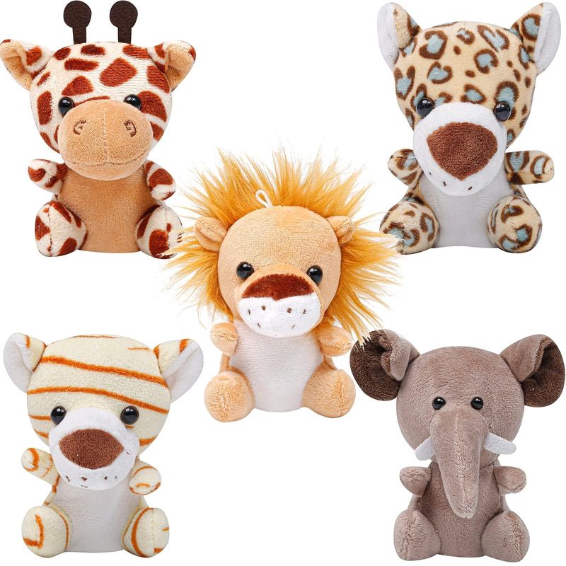 Anboor 5pcs Small Stuffed Animals—Jungle Animal Plush Set 4.8 Inch Cute ...