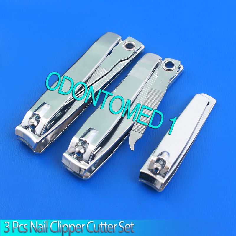 New 3pc Nail Clipper Cutter Set - Straight + Curved + Mini Cutting ...