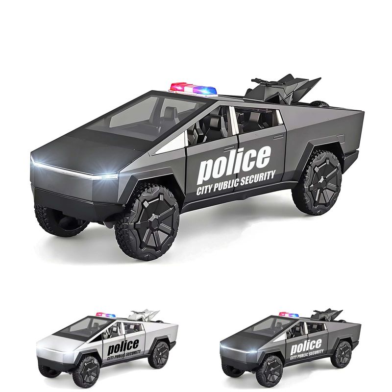 Cybertruck Toy Trucks Police Cars Cybertquad Alloy Die-cast Truck 1/32 ...