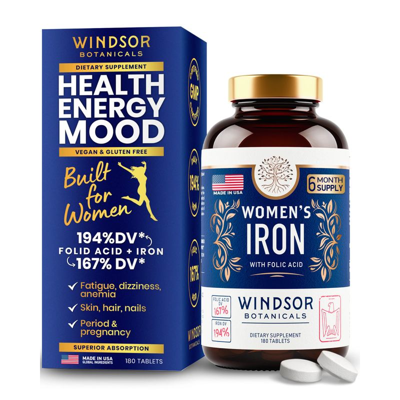 Iron Pills for Women - Iron Supplement for Women with Folic Acid - 6 ...