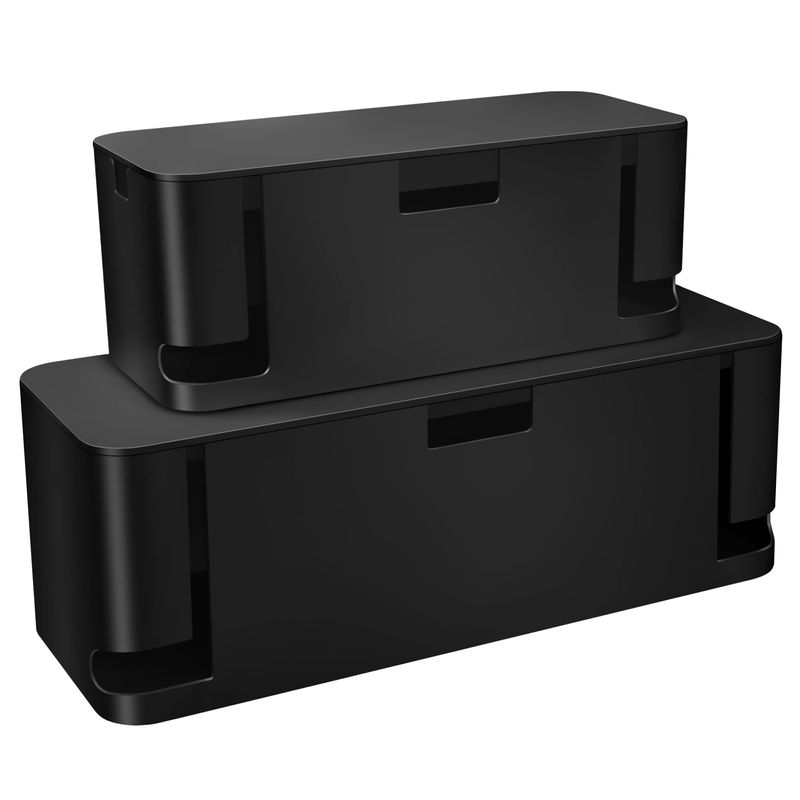 Cable Management Box Black, 2Pack Cord Organizer Box - Extra Large and ...