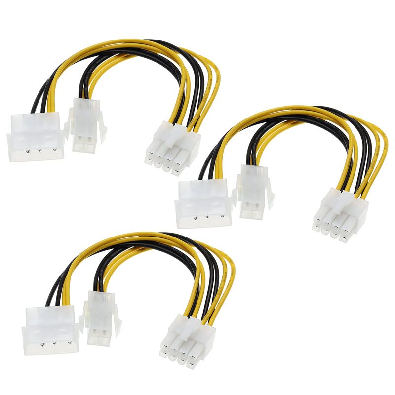 YINETTECH 3PCS 4 Pin ATX & 4 Pin LP4 Molex to 8 Pin EPS Power Adapter ...