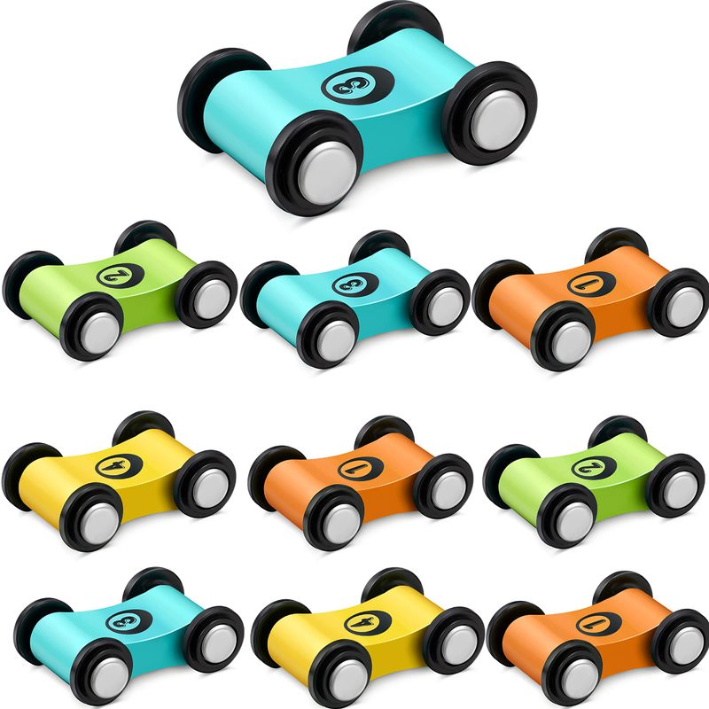 10 Pieces Wooden Mini Car Wooden Car Ramp Race Track Toys for Aged Over 3 Years Old, Wooden Car ...