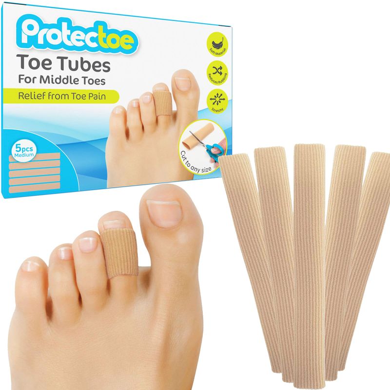 Pack of 5 Protectoe Toe Cushion Tubes, Toe Protectors, Toe Bandage 15cm ...