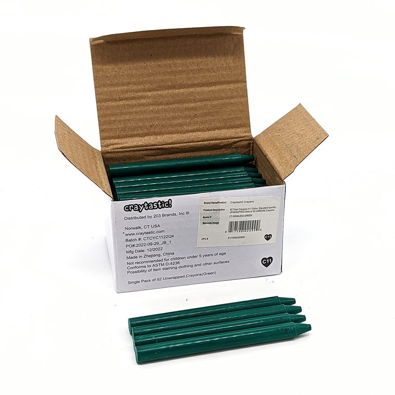 Bulk Unwrapped Crayons Box of 52 (Green) for Crafting, Parties, Kids ...