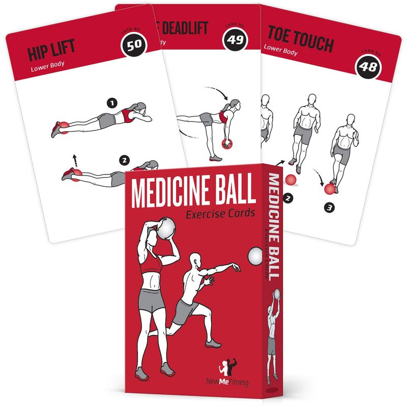 NewMe Fitness Medicine Ball Workout Cards, Instructional Fitness Deck ...