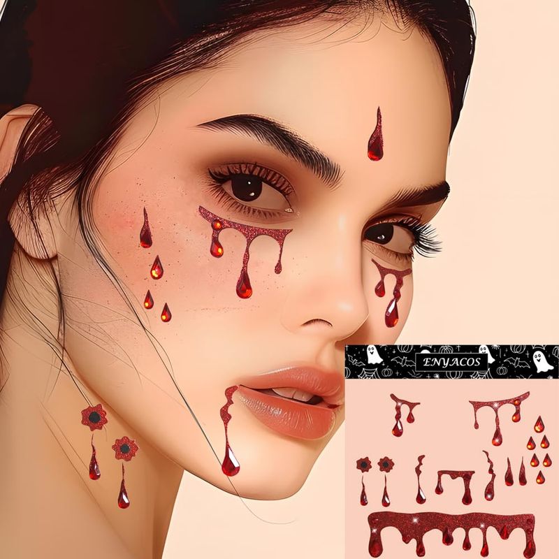 ENYAOS Vampire Makeup Stickers, Glitter Blood Stickers, Vampire Costume ...