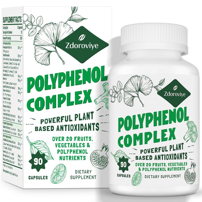 2250 MG Polyphenols Supplement Over 20 Fruits, Vegetables & Polyphenols ...